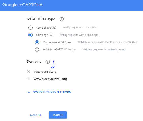How to create reCAPTCHA keys – Blazeyourtrail.org